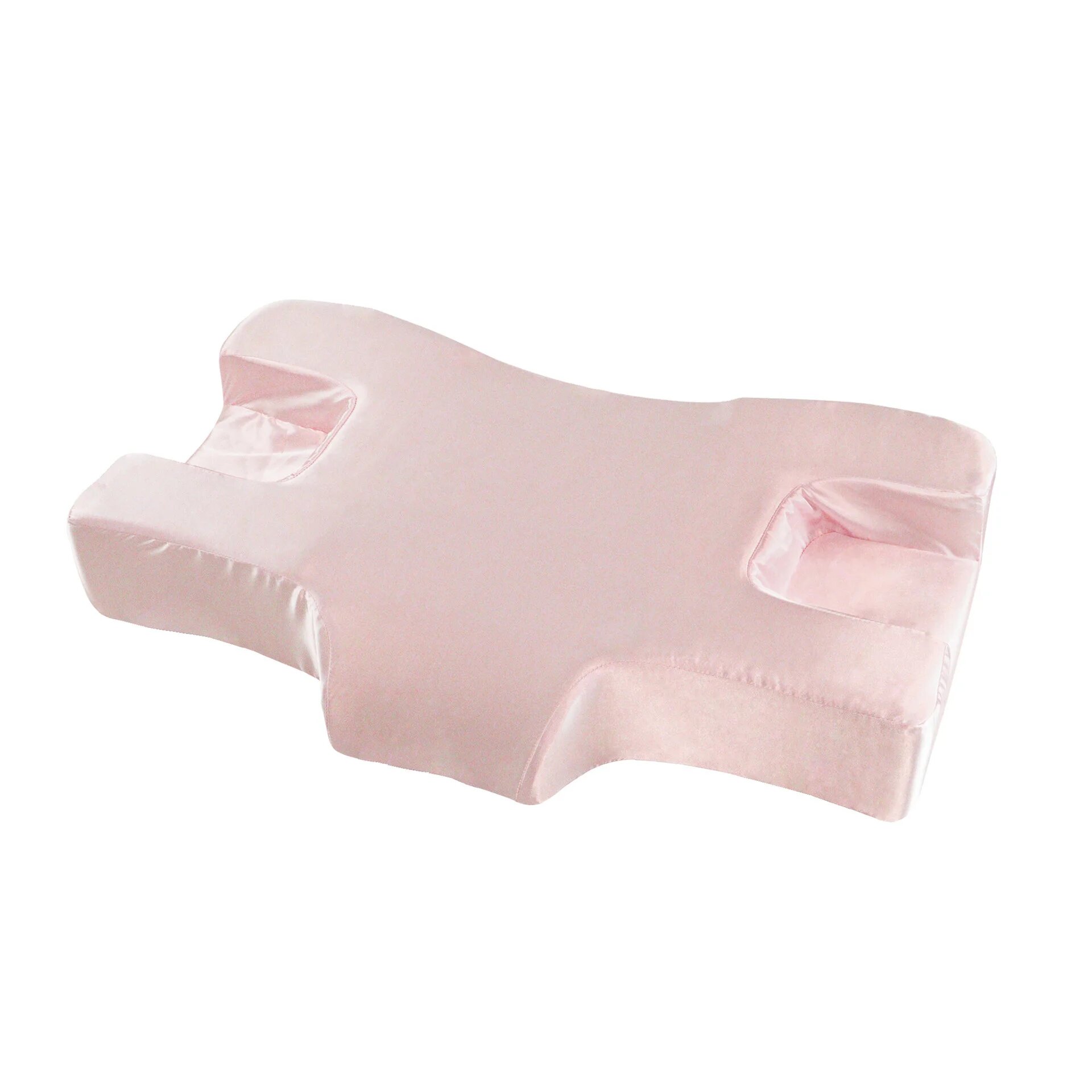 Розовая подушка для сна из memory foam, Pink-satin cover