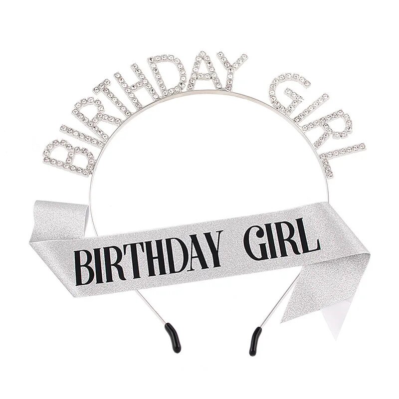 Тиара "Birthday Girl" с лентой, цвет 09