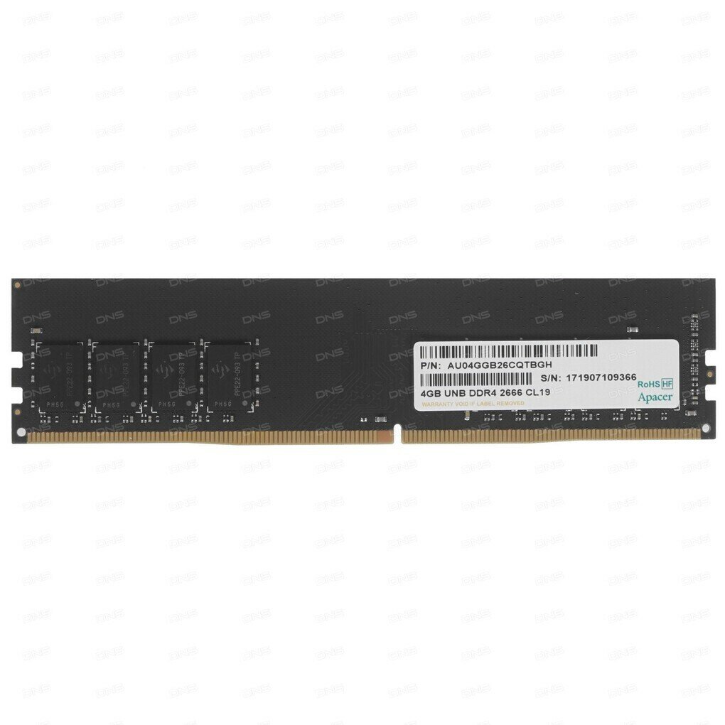 Оперативная память Apacer (EL.04G2V. KNH) DIMM DDR4 4 ГБ - 1 шт, 2666 МГц