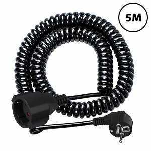 Спиральный удлинитель 5m black, 230В/16А