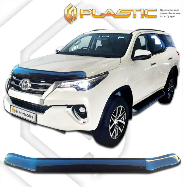 Дефлектор капота Toyota Fortuner 2015-н. в. черный глянцевый САпластик