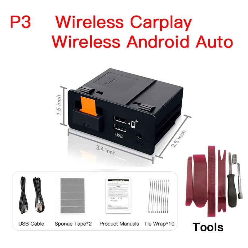 Беспроводной Адаптер P3 Carplay Android Auto Для Mazda 2, 3, 6, CX3, CX5, CX8, P3Wireless with tool