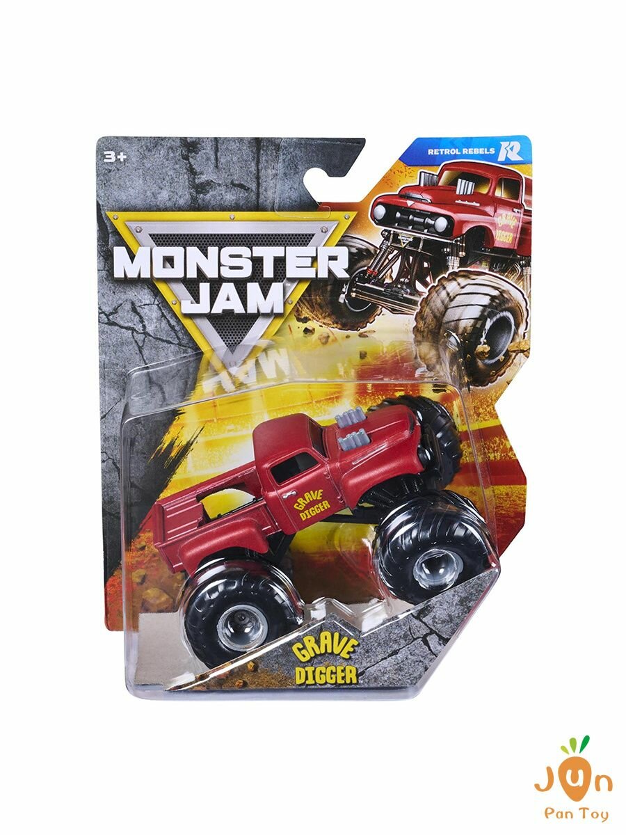 Spin Master Monster Jam Grave Digger Die-Cast Vehicle / Детская игрушечная машинка, имитационная модель грузовика-монстра в масштабе 1:64, подойдет в качестве украшения коллекции и подарка для фанатов