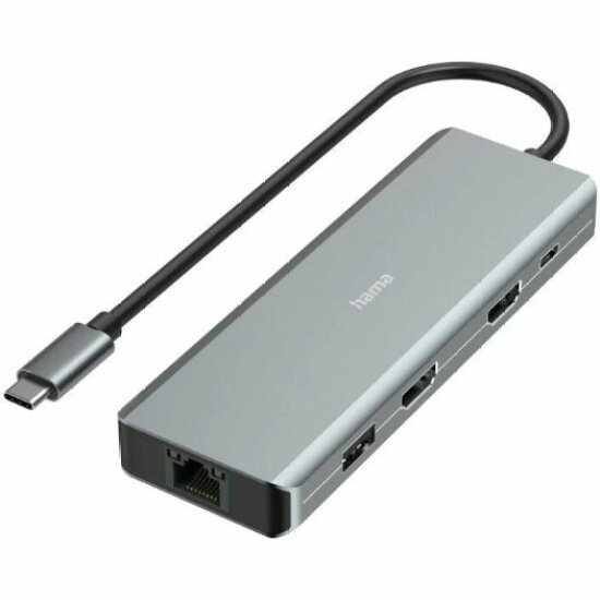 Разветвитель Hama USB-С H-200142, 9 портов, Серый