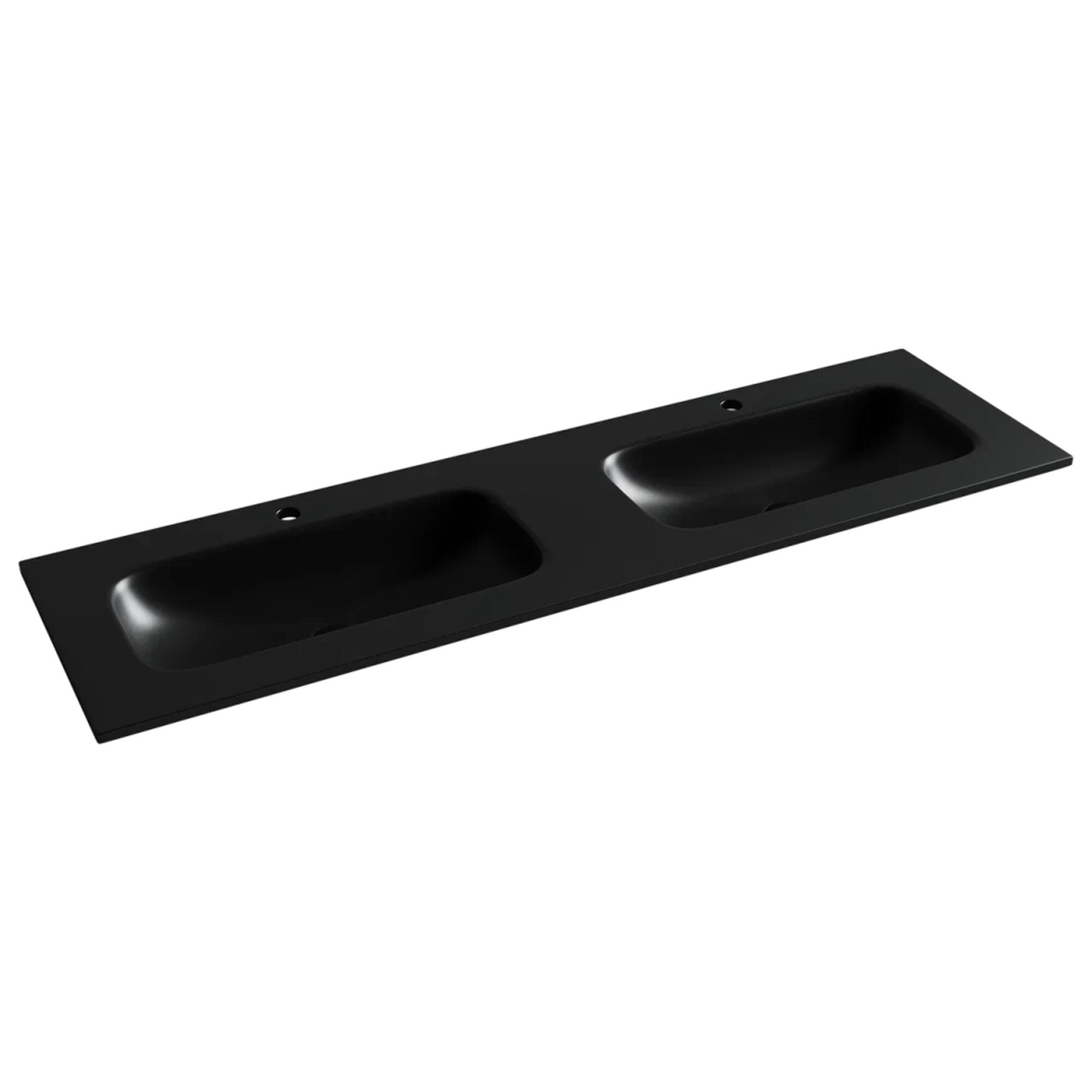 Раковина накладная Ceramicanova Grace CN7023MB, 1610x457x137, с 2 чашами и отверстиями под смеситель, черный матовый