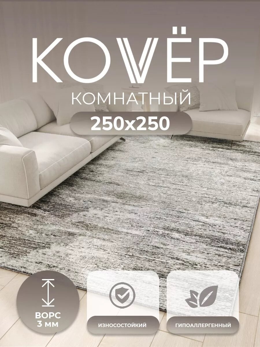 Ковер комнатный ворсовый 250х250 для дома