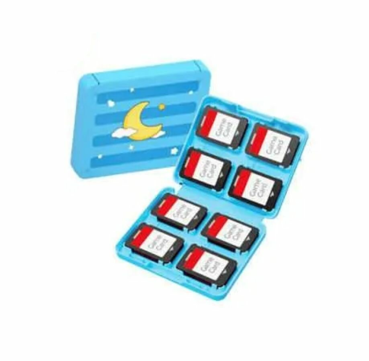 Кейс футляр для игровых картриджей Nintendo Switch и Nintendo Switch OLED, Lite 8 отсеков Голубой