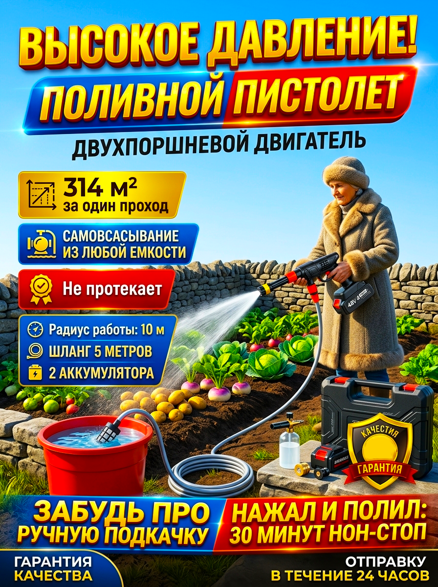 Насос аккумуляторный для полива из бочки, 48V