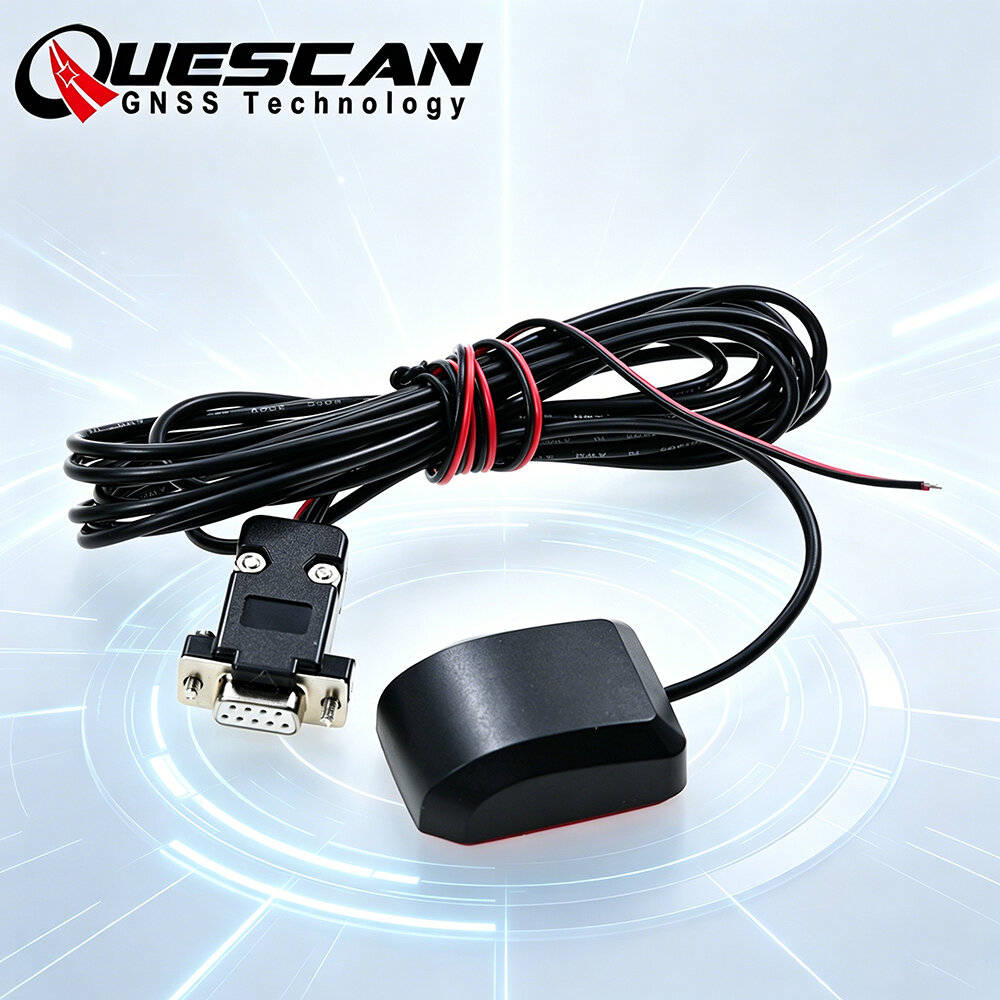 QUESCAN 3,3-5 В Serial GPS-приемник RS232 с антенной NMEA 0183 с разъемом DB9 и внешним кабелем питания (baudrate 9600）