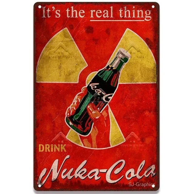 Ретро-металлическая настенная подвеска Nuka-Cola | Подарок на Хэллоуин и Рождество, идеально подходит для баров/пабов/мужских клубов, поклонников и коллекционеров серии Fallout.