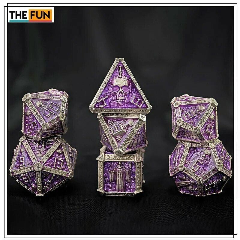 DnD Wizard Metal Dice Set, кубики метал для DnD и настольных ролевых игр (дайсы ДнД) 7 шт.