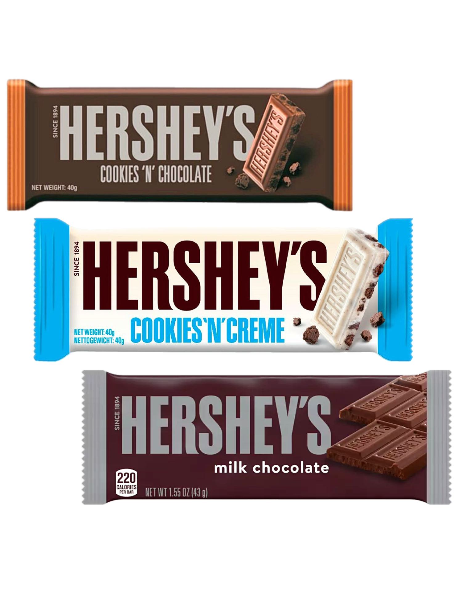 Шоколад Hershey's cookies набор / Хершес кукис ассорти, 3шт х 40г (Малайзия)