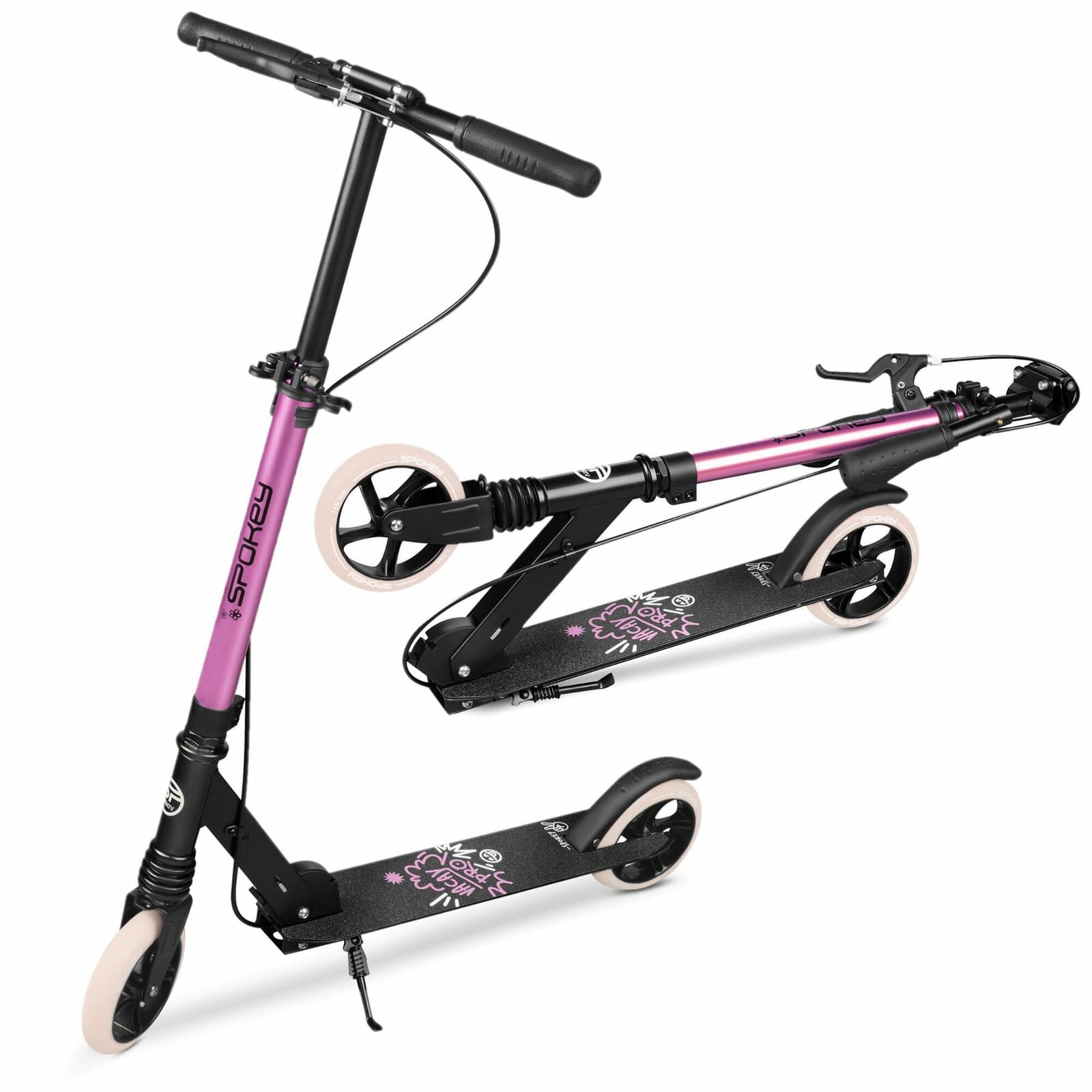 DECATHLON самокат Spokey Vacay Pro, черный и розовый