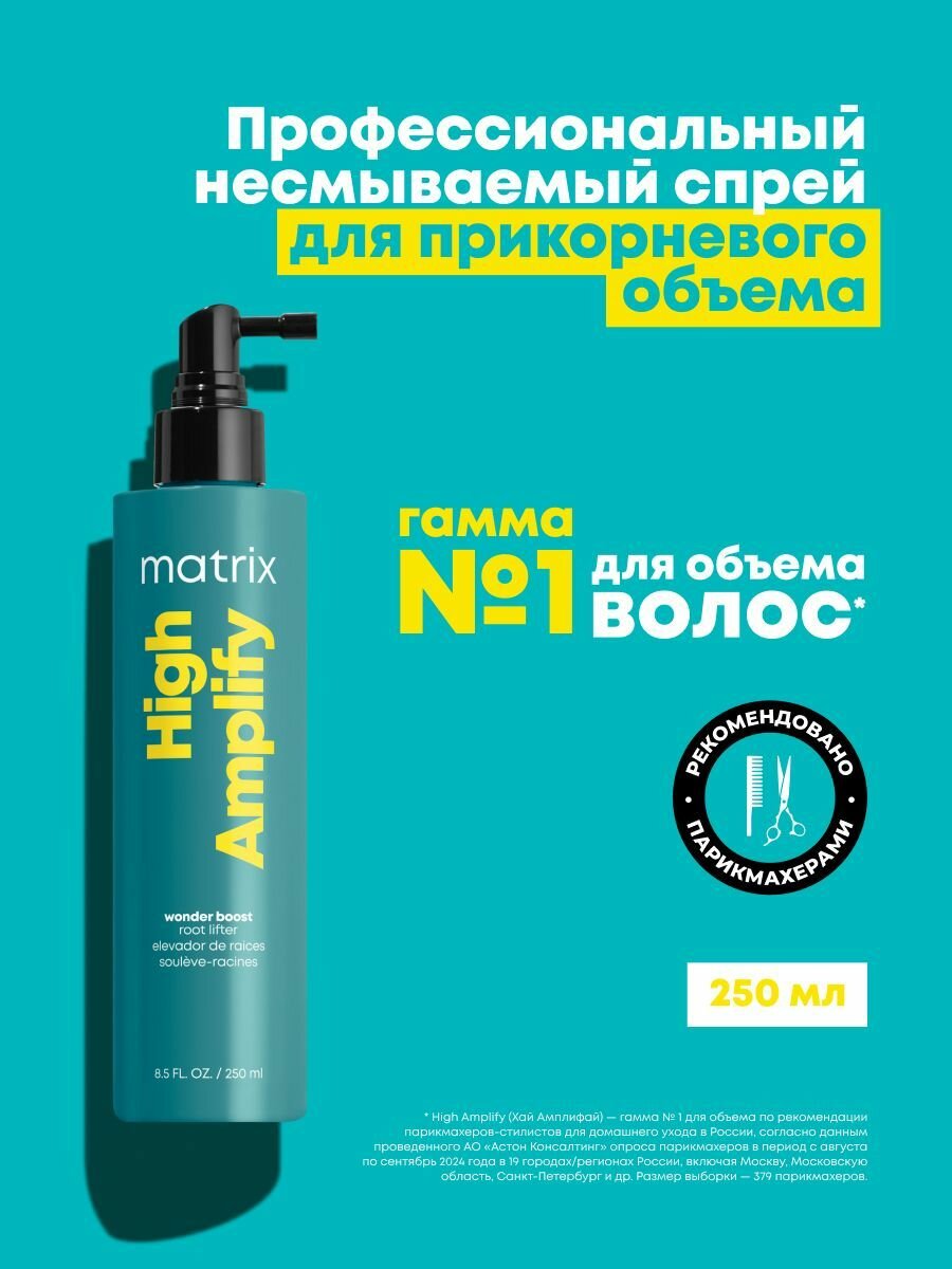 Matrix Спрей для волос Профессиональный High Amplify Wonder Boost Root Lifter для укладки волос и прикорневого объема, 250 мл прикорневой объем укладка волос