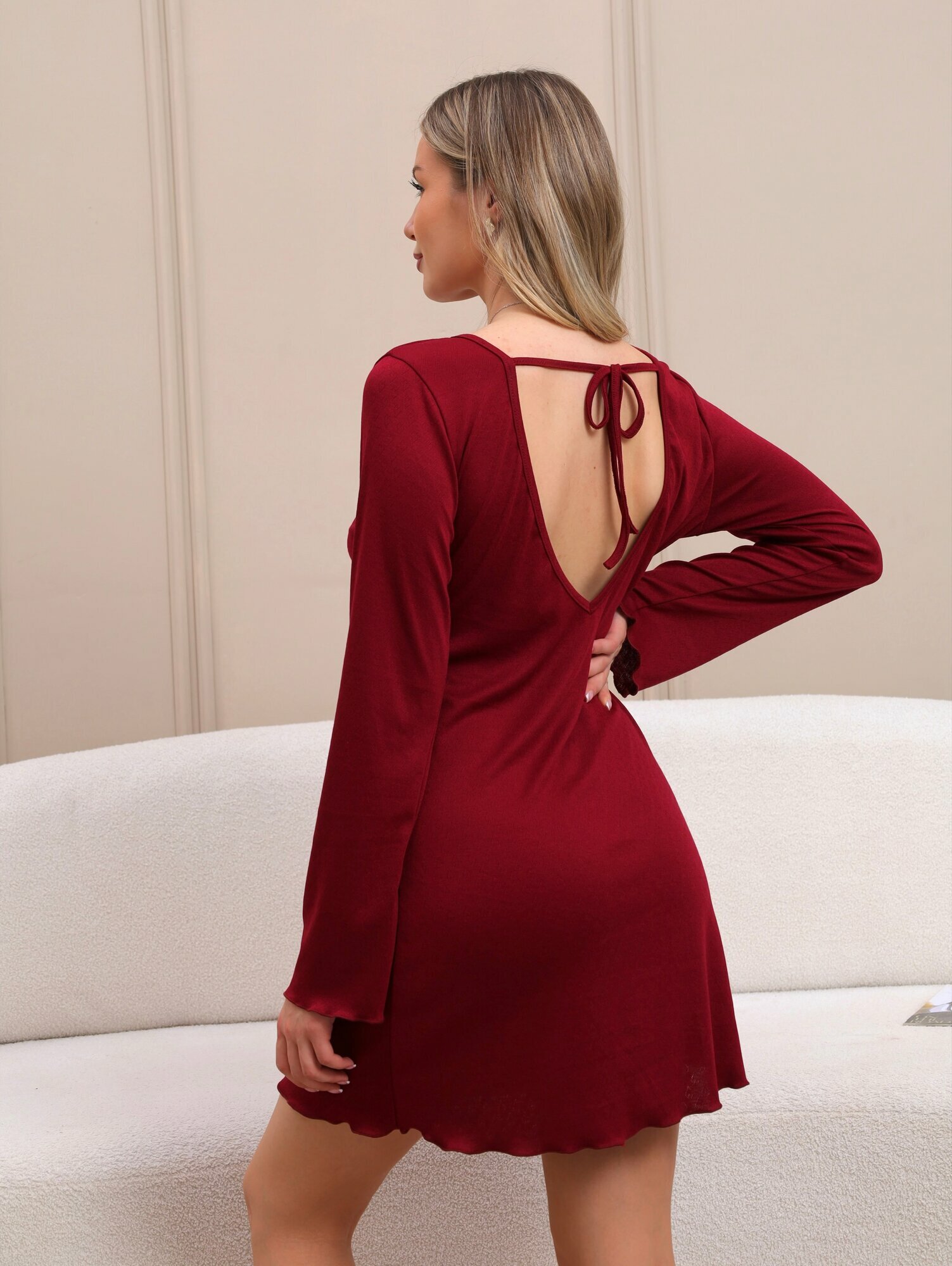 Платье BUY-TEX.RU домашнее женское, размер 42-44, бордо — фото 1