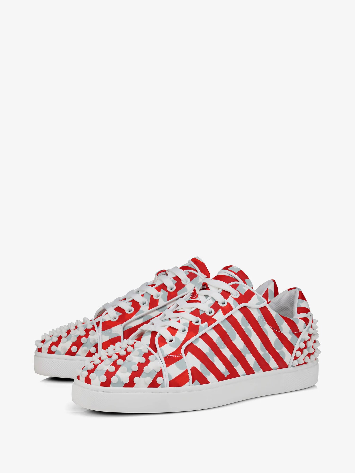 Кроссовки Christian Louboutin Striped stud-embellished sneakers, размер 45 — фото 1