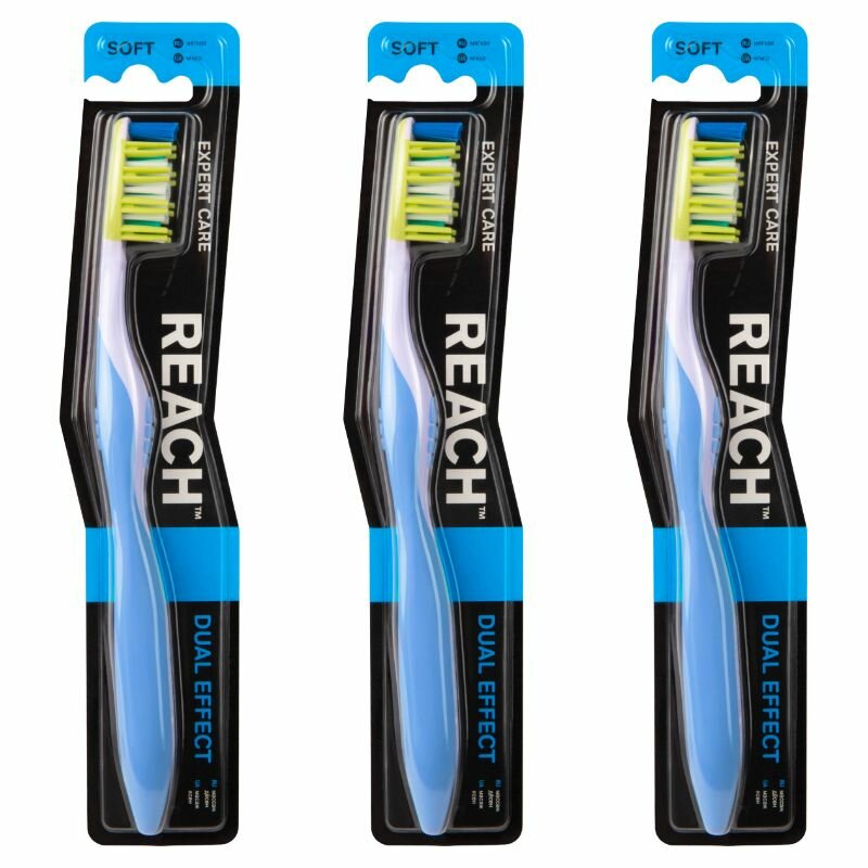 Reach Зубная щетка Dual effect Массаж дёсен мягкая, 3 уп /