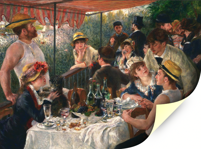 "Завтрак гребцов", Ренуар П, картина для интерьера (репродукция) (40х30 см / без подрамника)