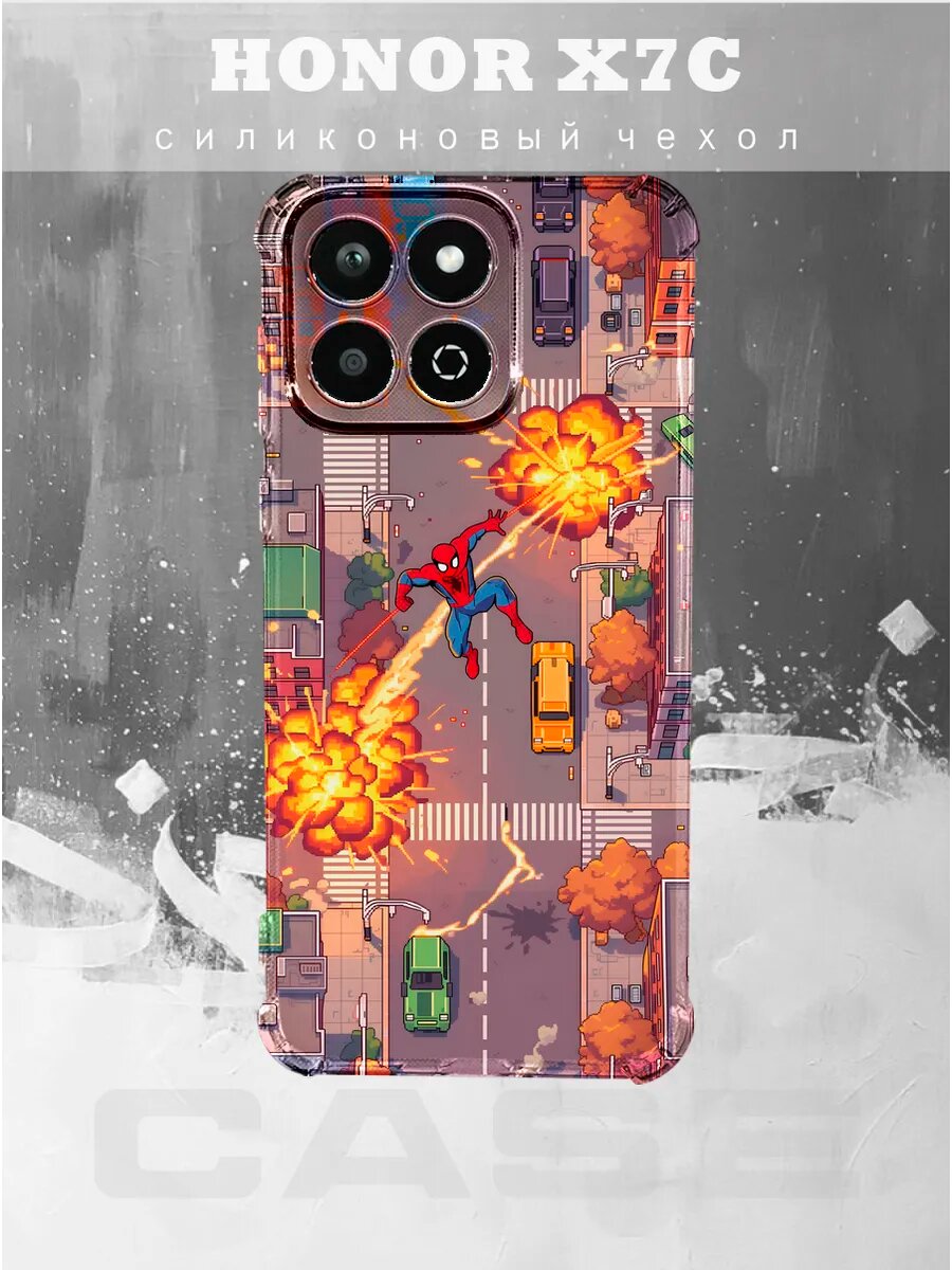 Чехол на HONOR X7C с принтом человек-паук