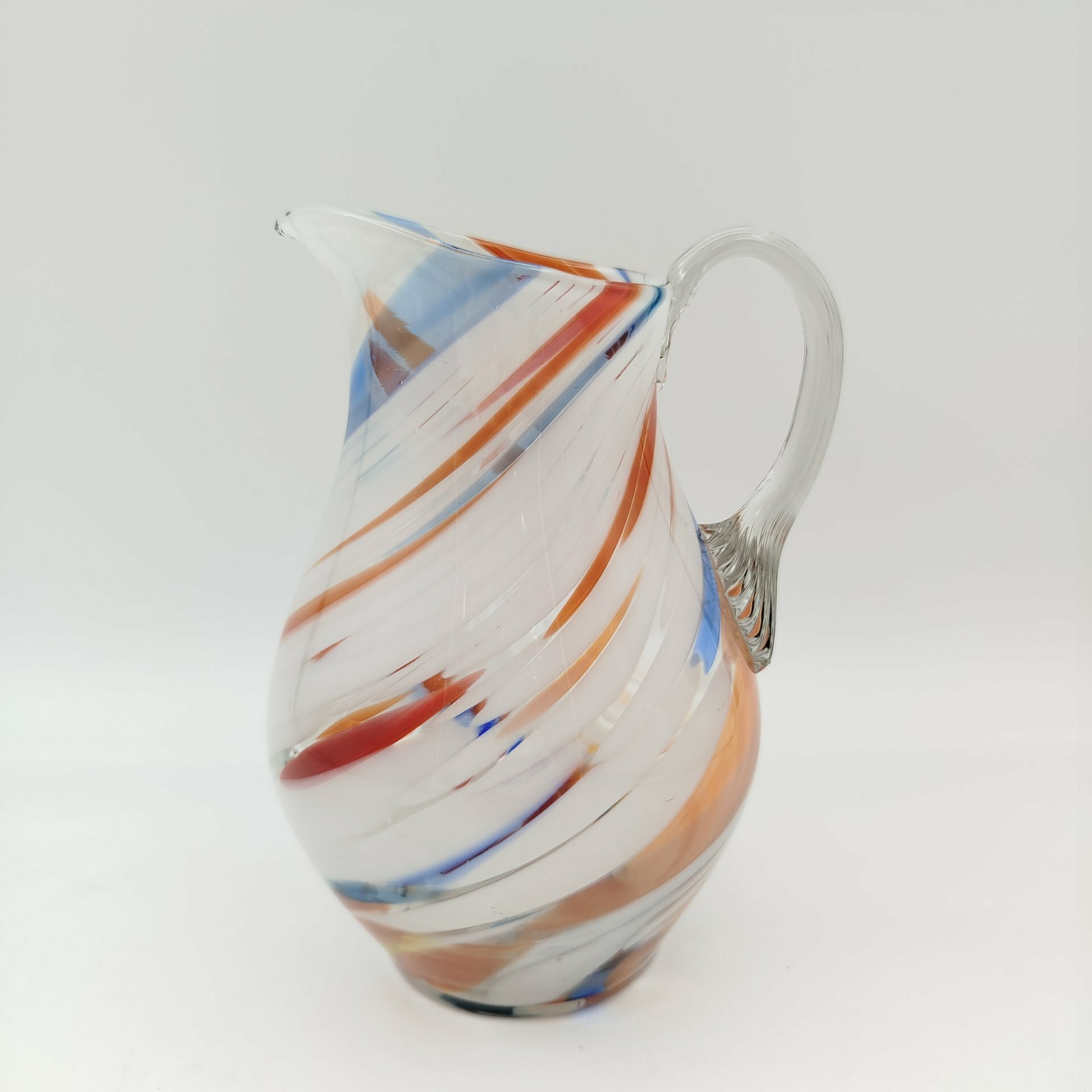 Кувшин с декором виде цветных полос, цветное стекло, СССР, 1970-1990 гг.