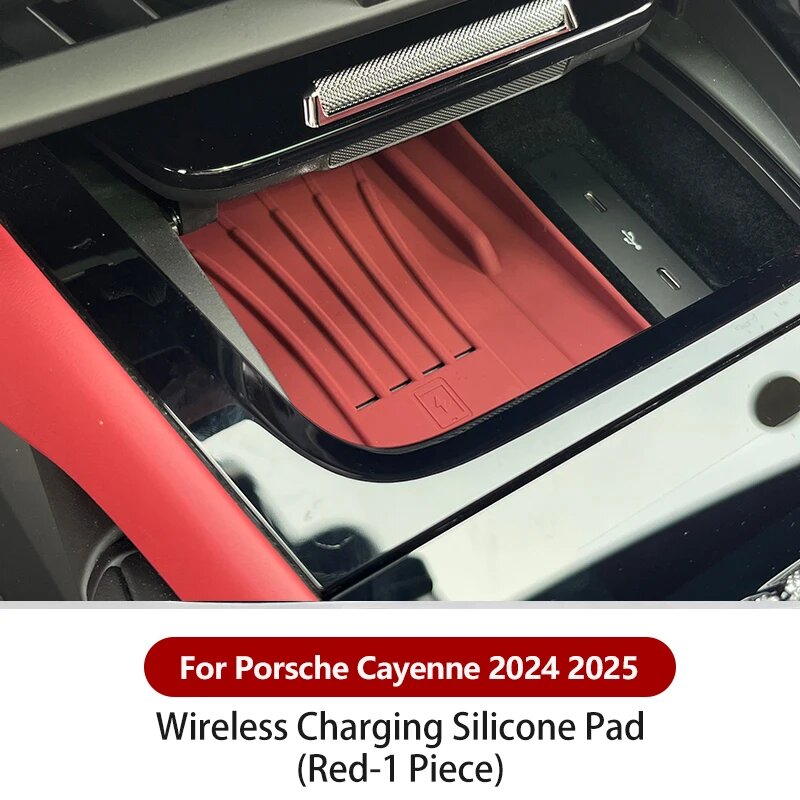 Для Porsche Cayenne 2024 2025 2026, силиконовые автомобильные беспроводные зарядные подушечки, органайзер для центральной консоли, держатель для чашки, вставки, аксессуары