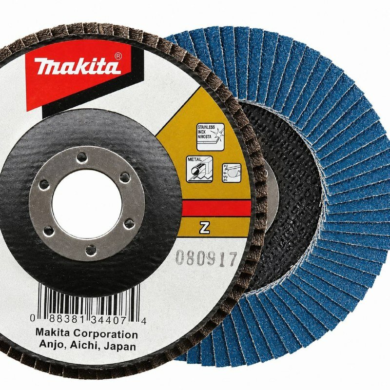 Упаковка лепестковых шлифовальных дисков А60, 115 мм, стекловолокно Makita D-57548 10шт
