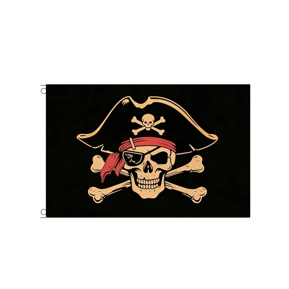 Пиратский флаг Jolly Roger из полиэстера 2x3 фута, 3x5 футов 90 х 150 см