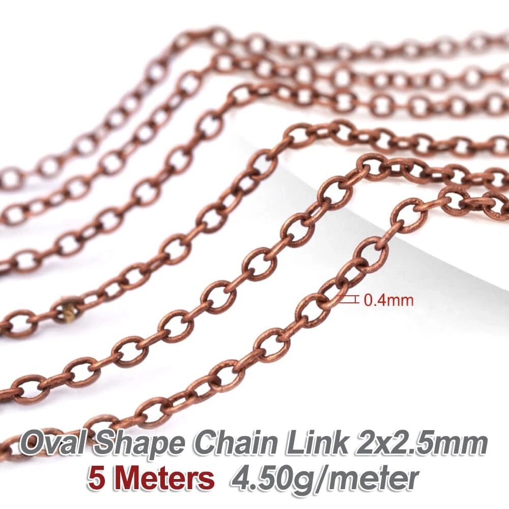 Цепочка Rosediy из меди, Antique Copper, 2 мм, 5 метров