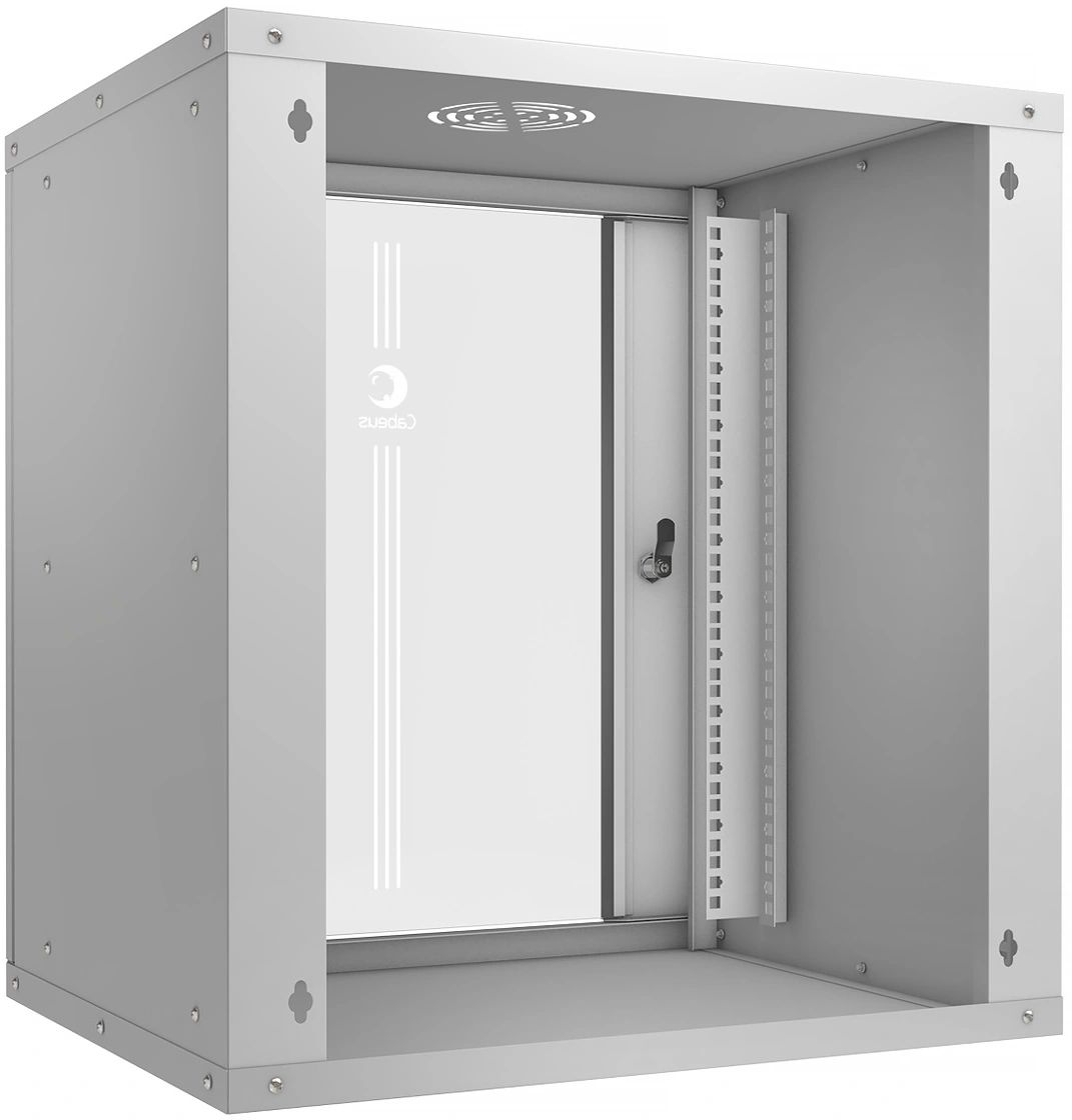 Шкаф коммутационный Cabeus, настенный 12U 550x450мм пер. дв. стекл 30кг серый 340мм 17кг 220град. 590мм IP20 сталь (WSC-05D-12U55/45)