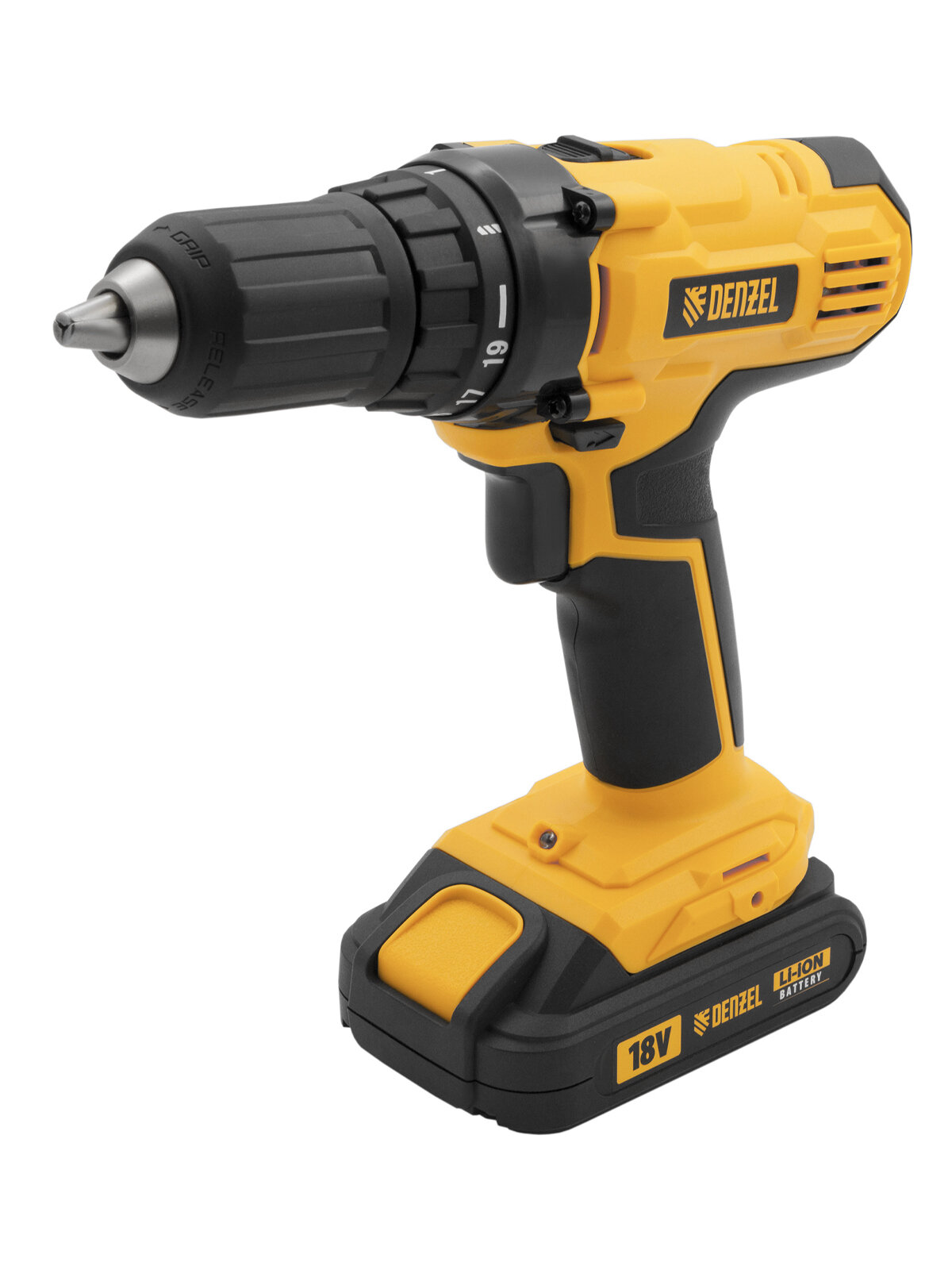 Дрель-шуруповерт аккумуляторная Denzel CDL-IB-18-02, 18В Li-Ion, 40 Нм, 0-1250 об/мин, 2 АКБ и ЗУ, 26113