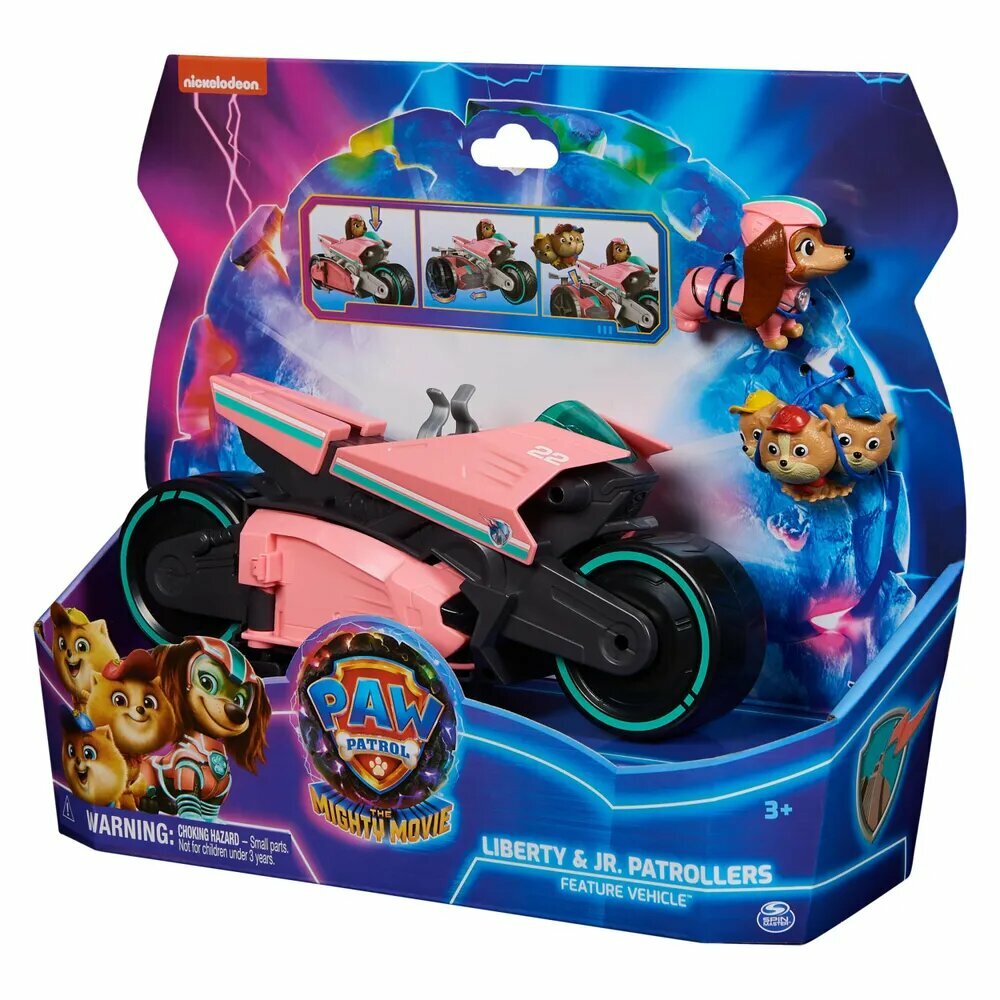 Spin Master Nickelodeon Paw Patrol The Mighty Movie Liberty Jr.Patrollers Feature Vehicle / Детский Деформируемый Набор Игрушек-сюрпризов С Мотоциклом И Мини-моделью Персонажа