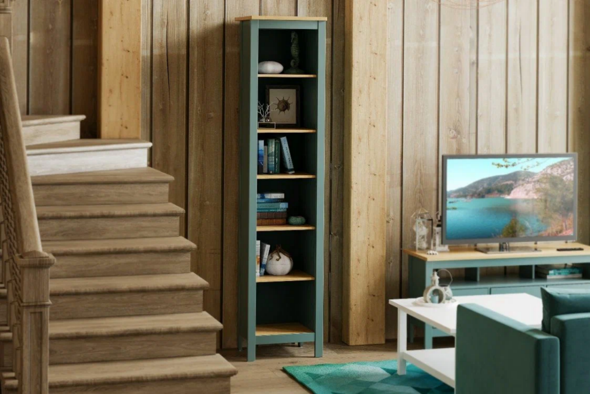 Стеллаж ГУД лакк сага 50, 215.5 x 41.4 x 49.6 см, цвет: темно-бирюзовый/ясень