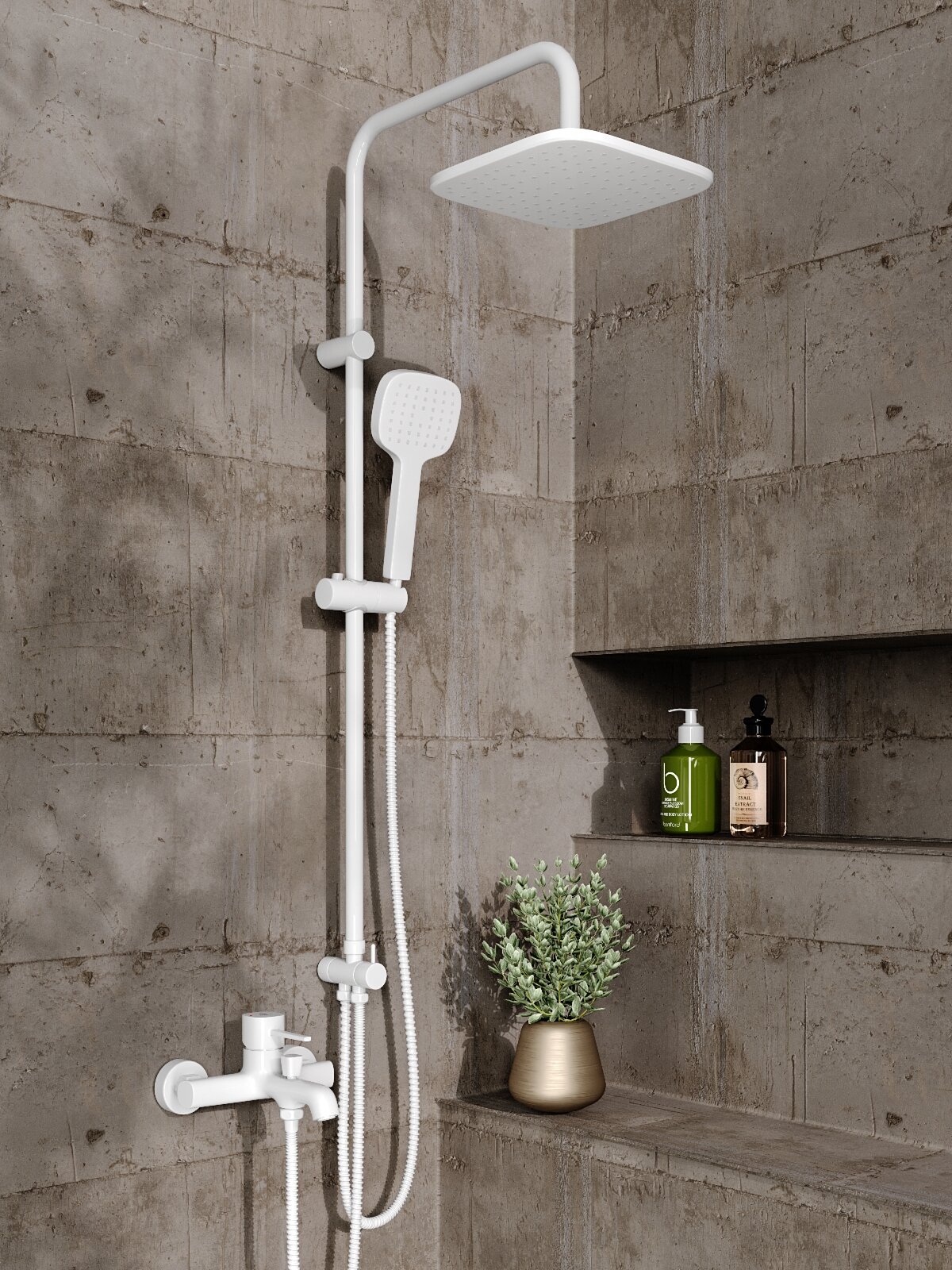 Душевая система с однорычажным смесителем для ванны/душа Orange Karl M05-934w, белый глянец