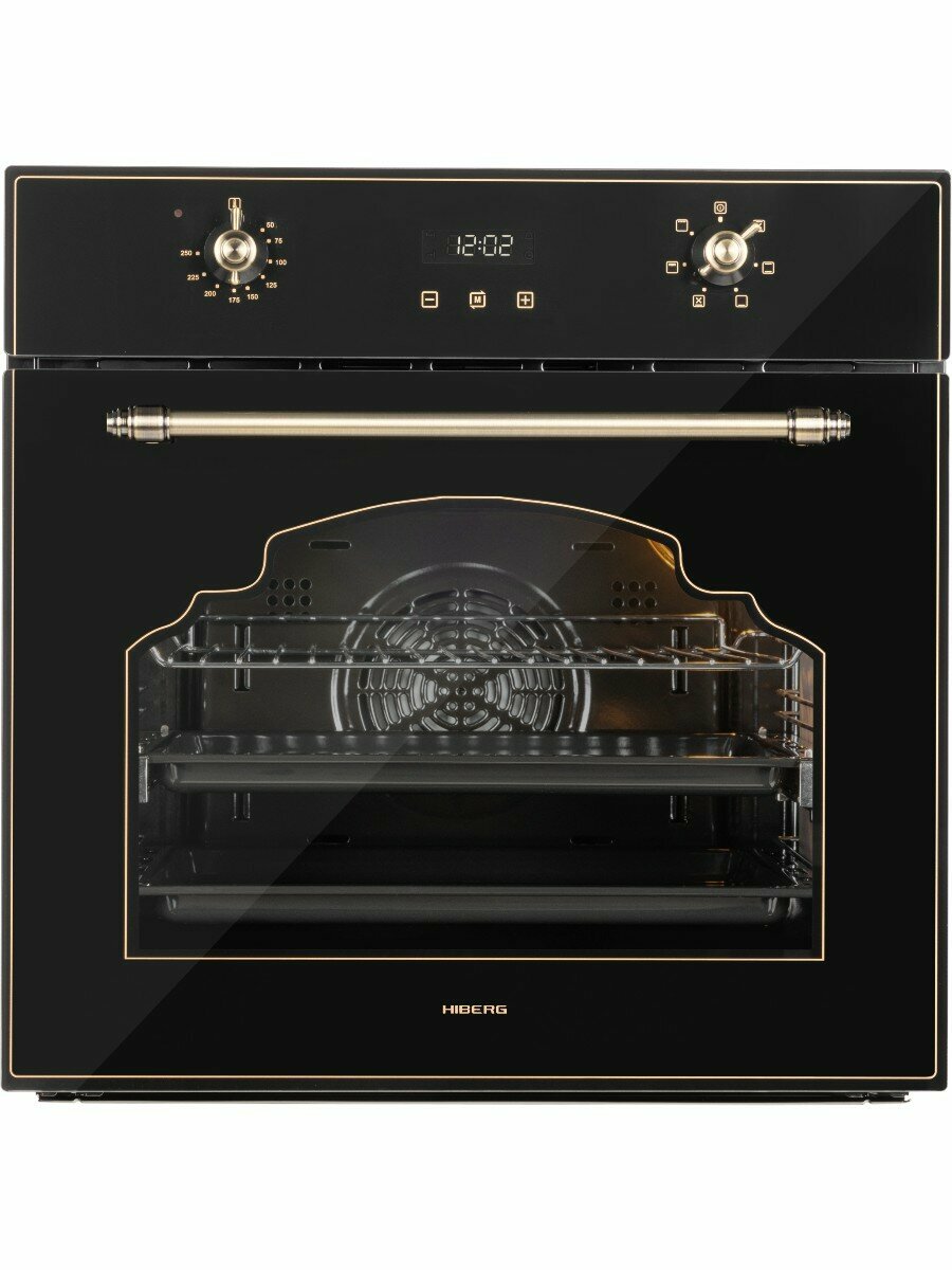 Духовой шкаф HIBERG VM 6260 RB встраиваемый, электрический, электронное управление, конвекция, цвет черное стекло