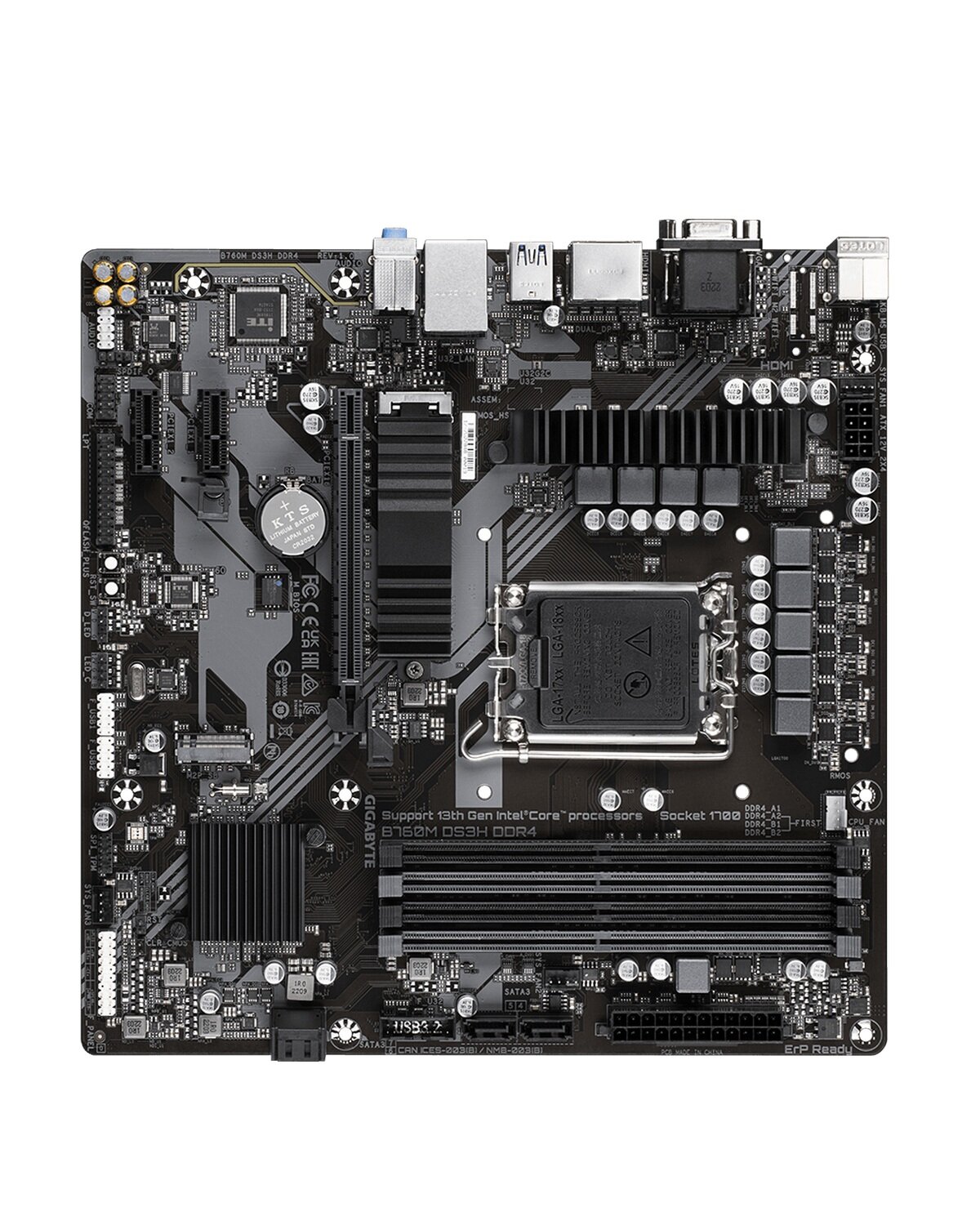 Материнская плата GIGABYTE "B760M DS3H", mATX, двухканальный режим, пассивное охлаждение