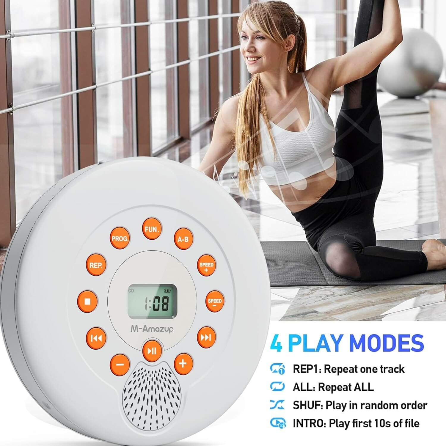 Переносные перезаряжаемые CD-плееры для дома: встроенные динамики и поддержка наушников, воспроизведение CD/U-диска/AUX, режим A-B повтора, LCD-дисплей, 10 скоростей, защита от пропусков