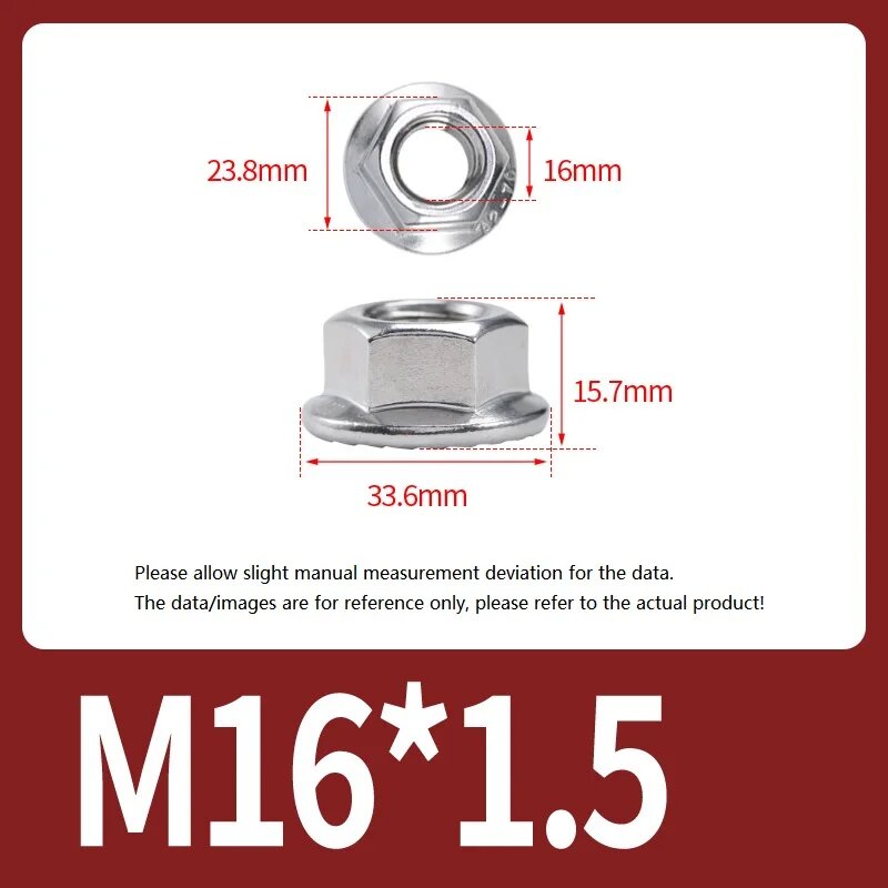 Фланцевые гайки M6 M8 M10 M12 M14 M16 M20 нержавеющая сталь M16x1.5mm-2pcs