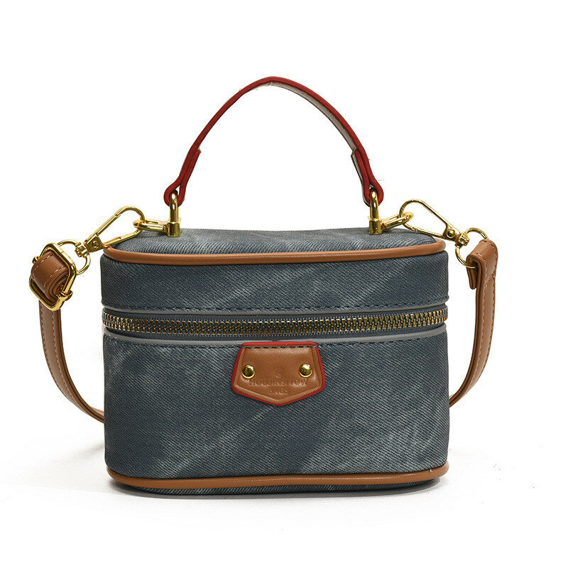 Очаровательная лёгкая детская коробка-сумка с мягкой полиэстеровой подкладкой для повседневных приключений, джинсовая, без