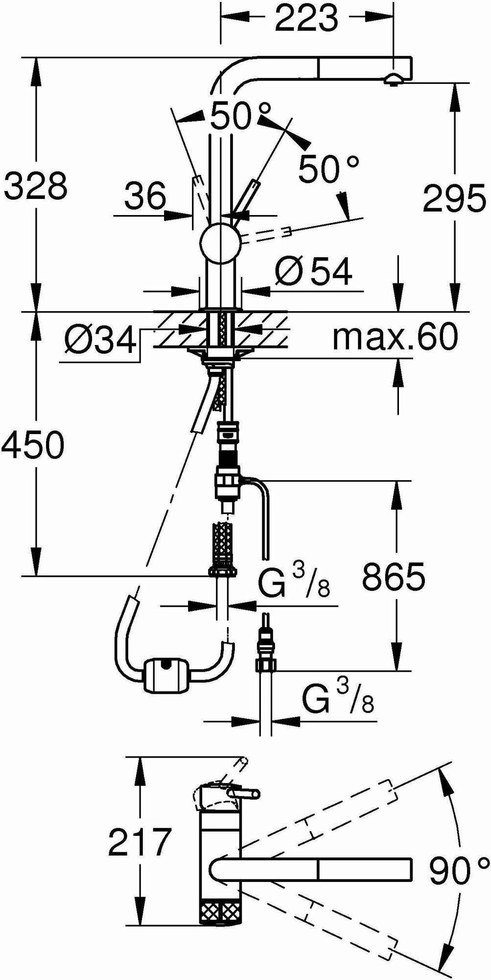 31721000 ХХ Focus S Смеситель для биде, однорычажный