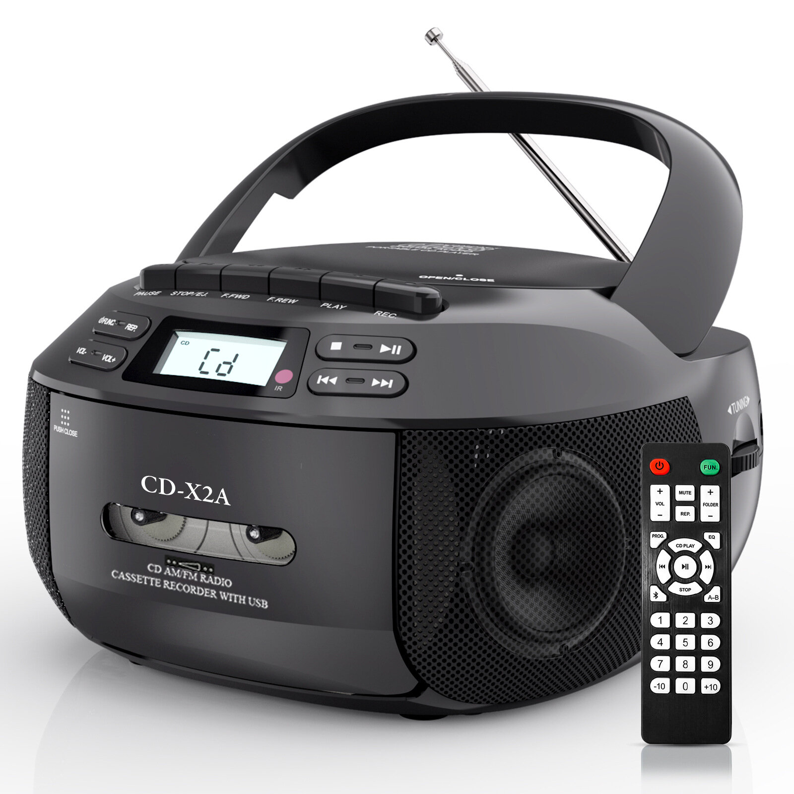 CD-проигрыватель CD-X2A, питание от авто, электросети, USB, DC 12-48 V, чёрный