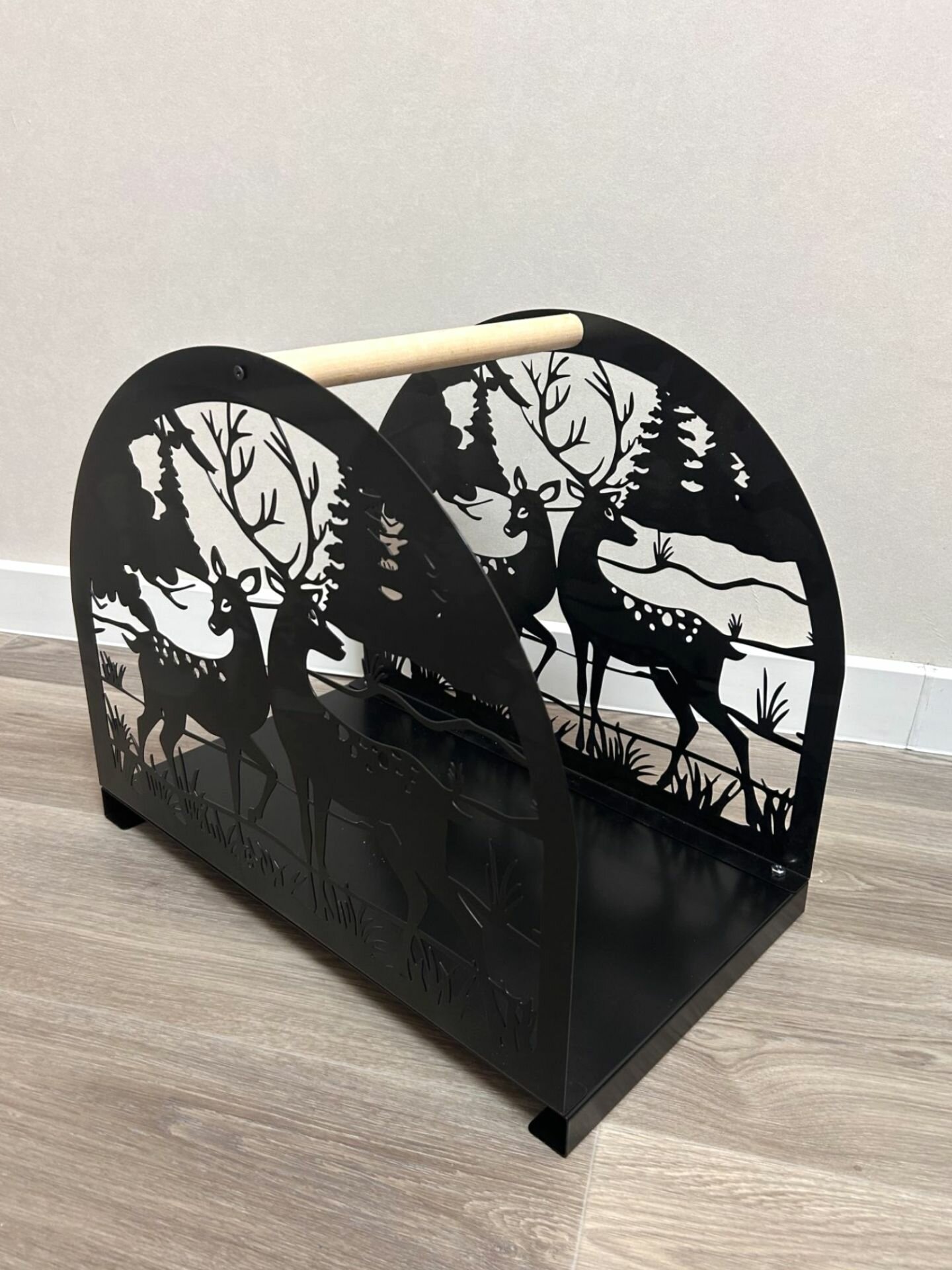 Дровница металлическая для камина Переноска для дров Подставка для дров разборная Олени