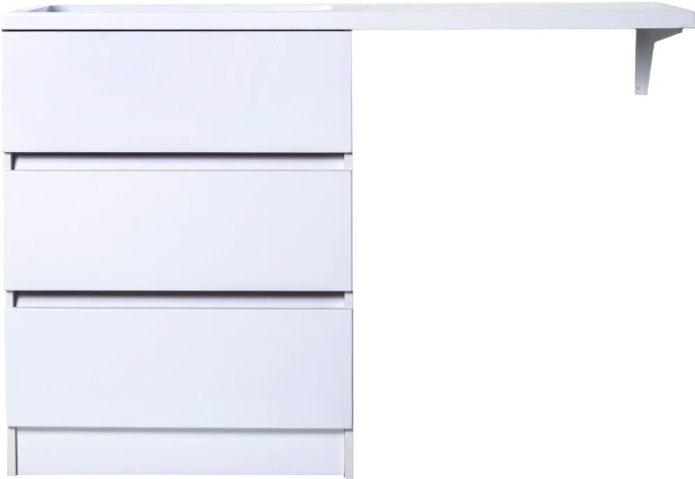 Тумба с раковиной Orange Sistema 130 L под стиральную машину, напольная, 130 см, белая, глянцевая, из МДФ, с ящиками, раковина для ванной из искусственного мрамора, прямоугольная