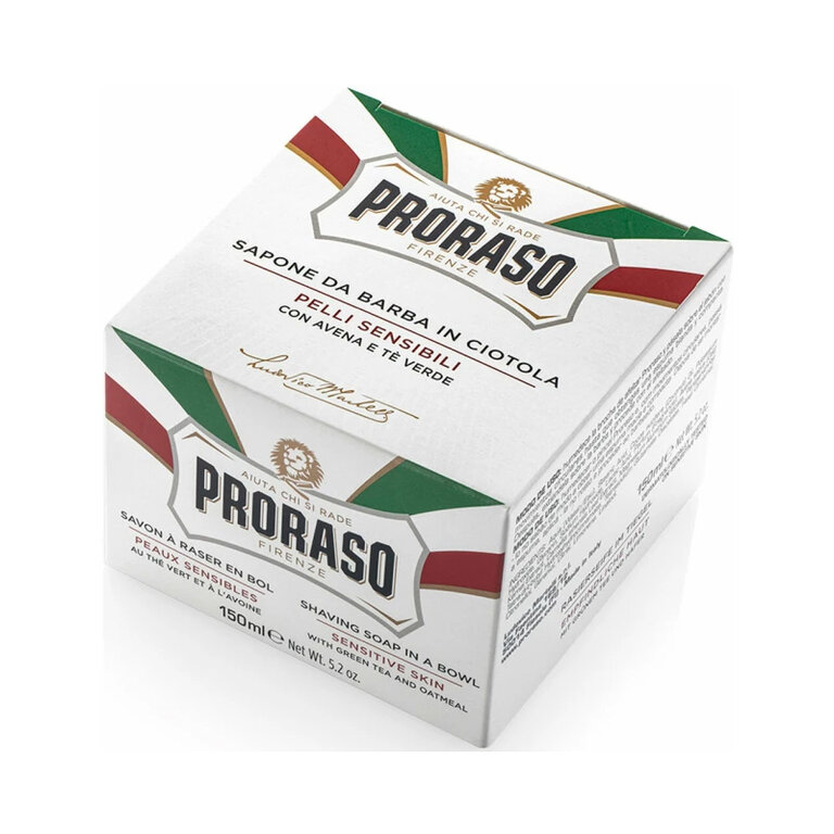 Proraso Shaving Soap For Sensitive Skin Green Tea Мыло для бритья для чувствительной кожи с зеленым чаем и овсом 150 мл