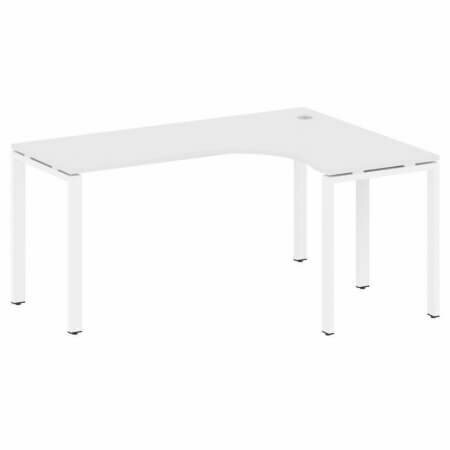 Стол угловой П-образный м/к правый Метал Систем Стайл/Metal System Style Riva БП. СА-4 (R) Белый /Белый мет. 1600*1200*750