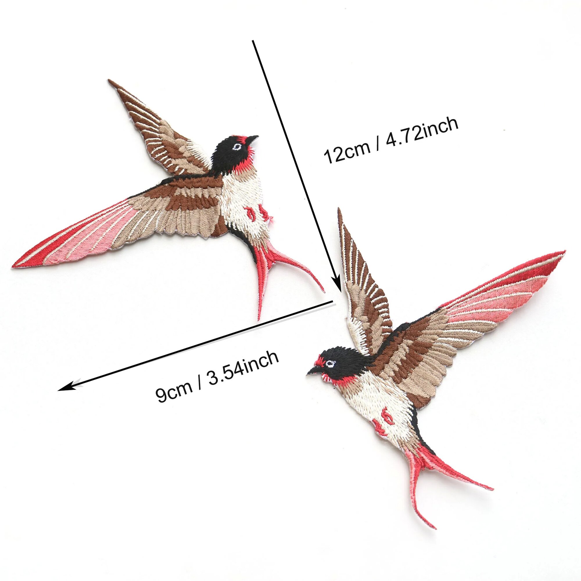 Нашивки OKNOW с вышивкой птицы 2 шт. Розовый, red