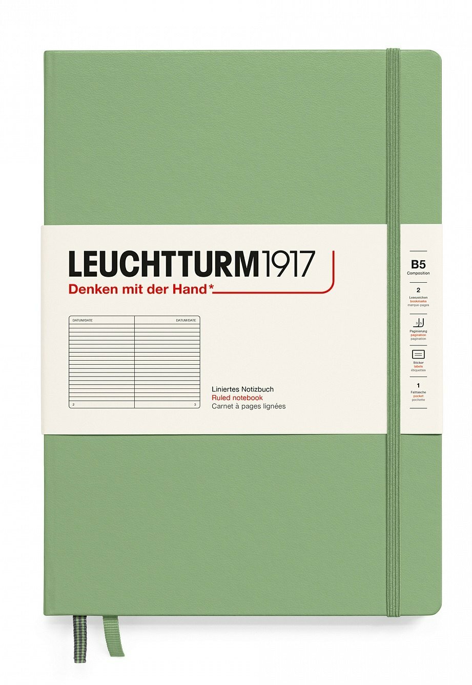 Книга для записей B5 109л лин. "Composition" тв. обл, Зеленый Шалфей, Leuchtturm1917
