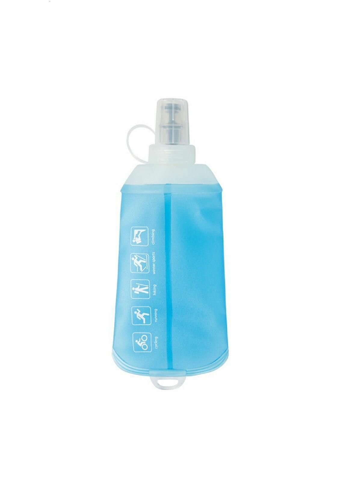 Флягаспортивная, Складная бутылка для мягкой воды из ТПУ-250 мл-Голубой