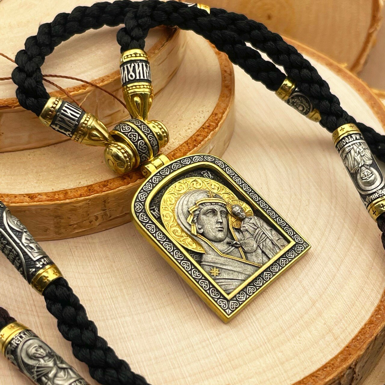 Комплект украшений, серебро, 925 проба, золочение, чернение, оксидирование