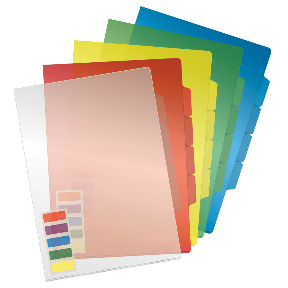 Папка-уголок СТАММ А4, 150мкм, 3 отделения, ассорти, 10 штук, 381079