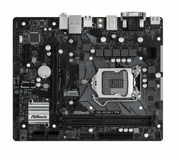 Материнская плата ASROCK CML-HDV/M.2 TPM (CML-HDV/M.2-TPM) - LGA 1200, Intel H310, DDR4-2933 МГц, 1xPCI-Ex16, 1xM.2, Micro-ATX